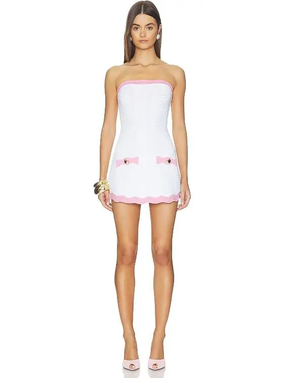 Retrofete Mirelda Strapless Mini Dress - Metall Flamingo & White