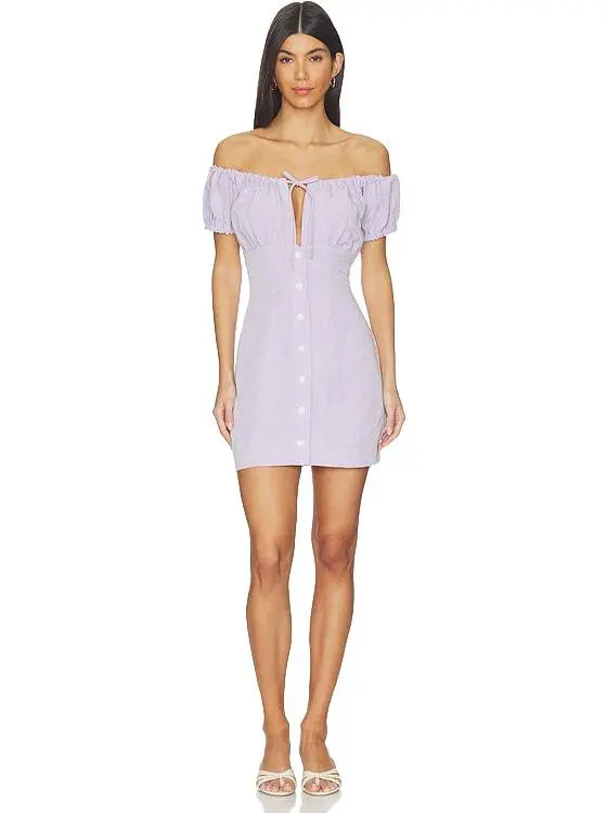 Matthew Bruch Bubble Tie Mini Dress - Lavender Tencel Linen