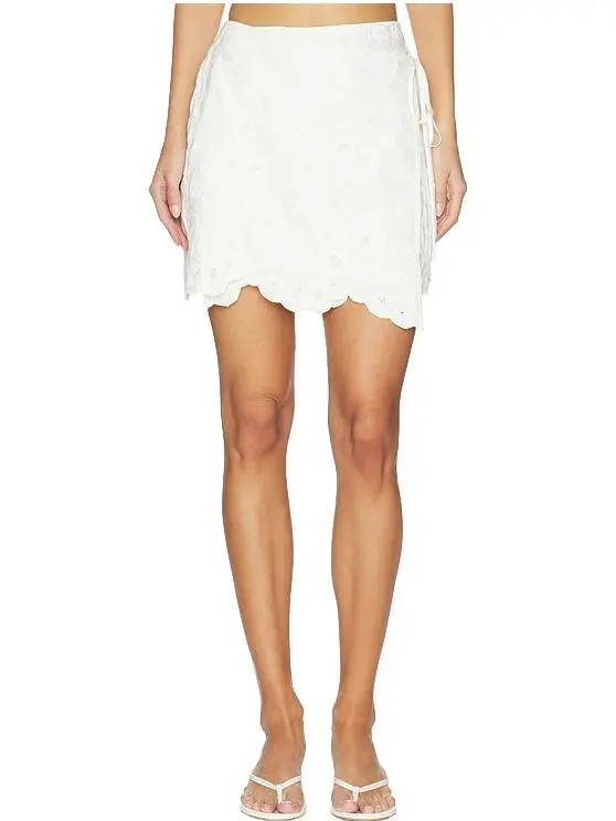 Simkhai Delaney Embroidered Linen Mini Skirt - Ivory