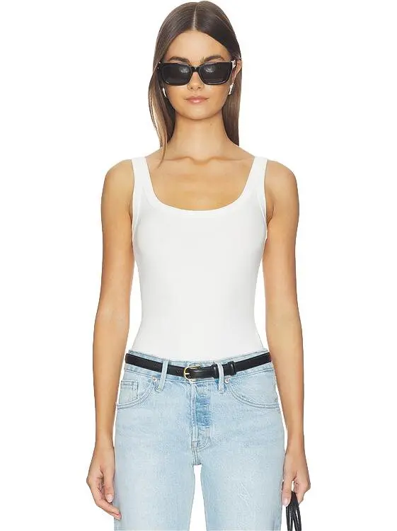 Good American Modal Rib Tank Bodysuit - Chalk