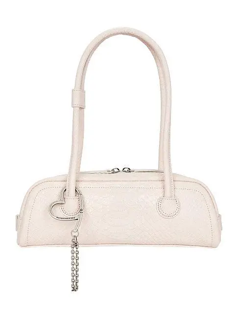 MARGESHERWOOD Soft Boston East / West Mini Shoulder Bag - Pale Pink Python Cracked
