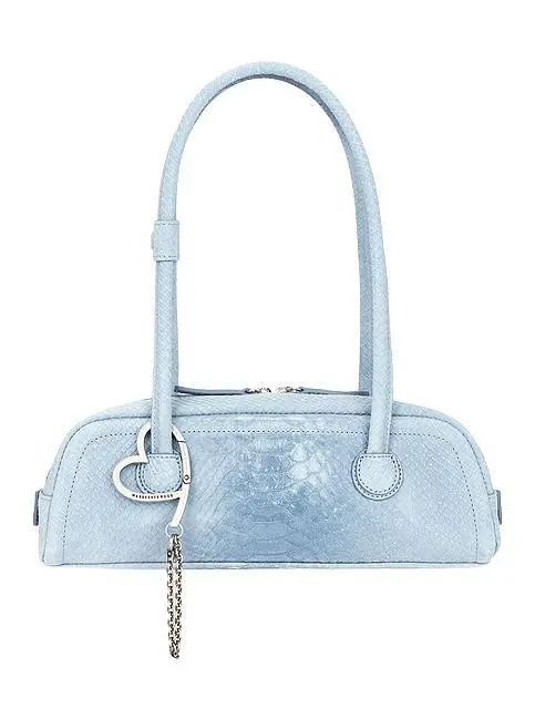 MARGESHERWOOD Soft Boston East / West Mini Shoulder Bag - Blue Python Effect