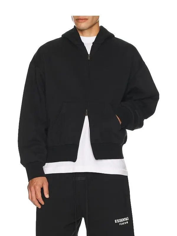 Fear Of God Classic Fit Fleece Zip Up Hoodie - Jet Black