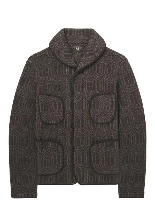 Ralph Lauren Jacquard-knit Wool And Cashmere-blend Cardigan - Brown