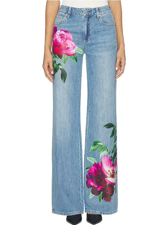 Alice + Olivia Chic Full Length Jean - Denver Bright Blue & Bloom