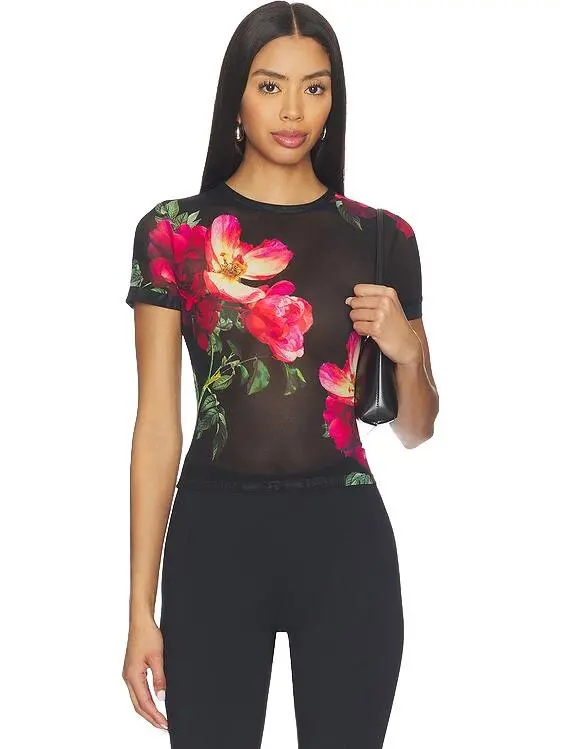 Alice + Olivia Tess Crew Neck Top - Empress Bloom Black