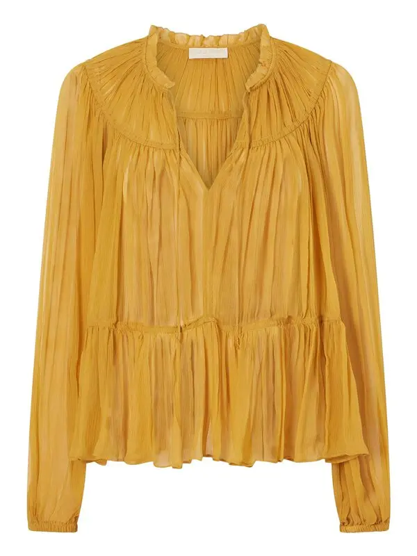 Ulla Johnson Leandra Silk-crepon Blouse - Tan