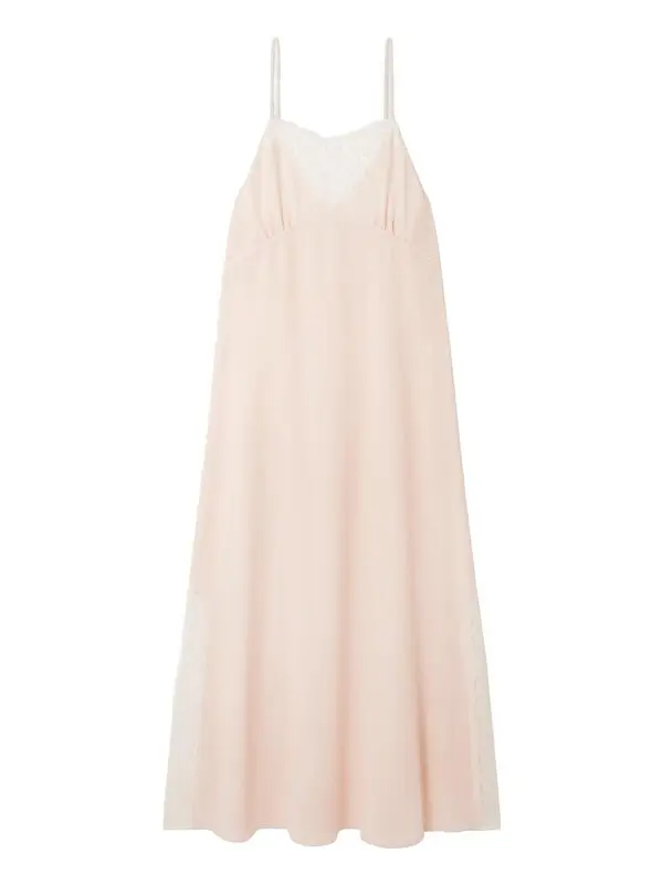 Chloé Lace-trimmed Silk Crepe De Chine Maxi Dress - Pink