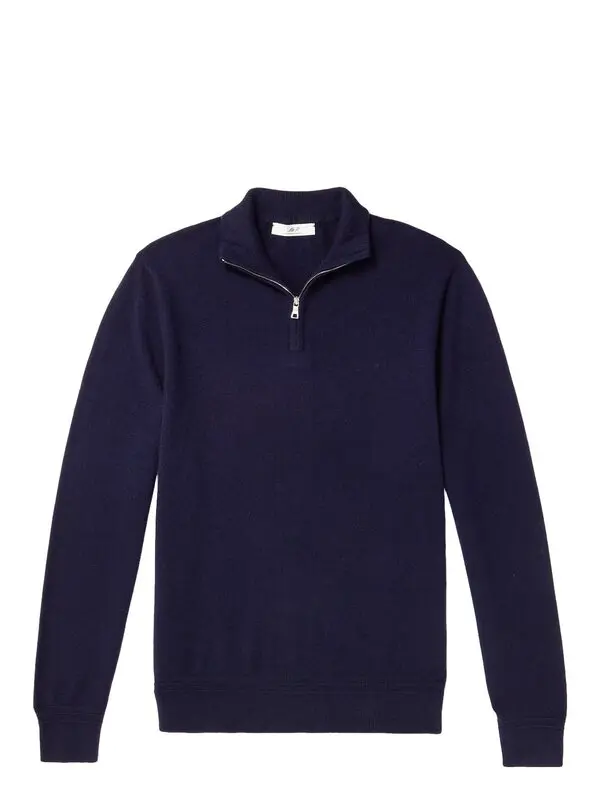 Mr P. James Cashmere Half-zip Sweater - Blue