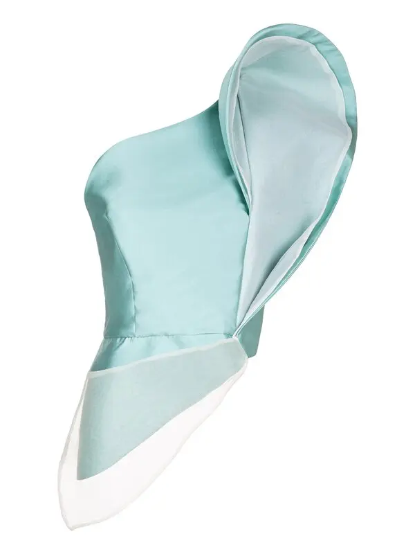 BYVARGA Gigi Satin Asymmetric Twist Top - Blue