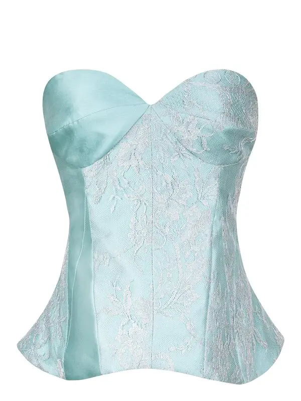 BYVARGA Vicky Satin Lace Bustier Top - Blue