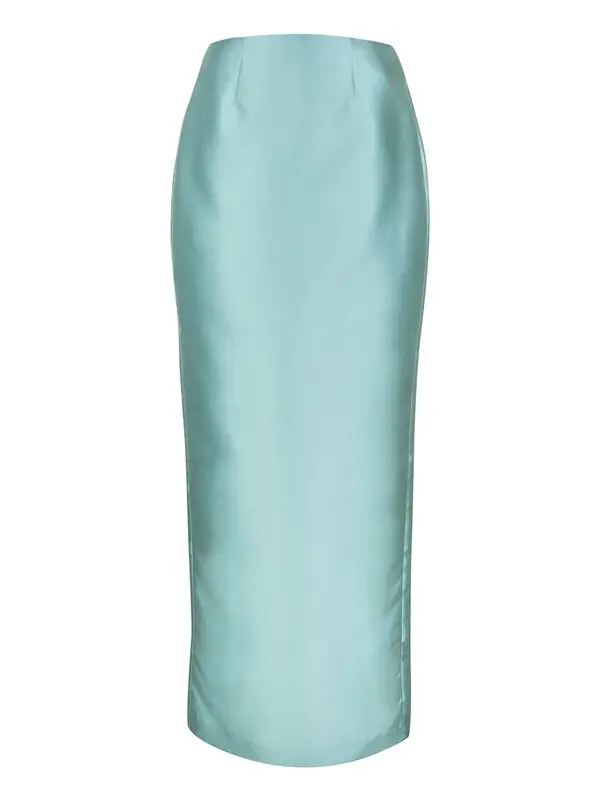 BYVARGA Agnes Satin Pencil Skirt - Blue