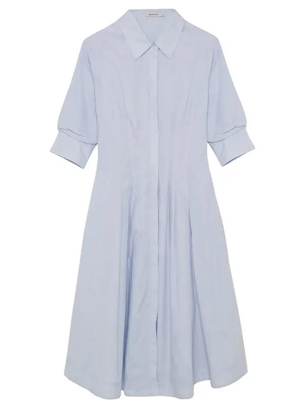 Simkhai Jazz Pleated Poplin Midi Shirt Dress - Blue
