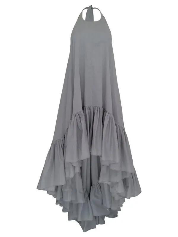 Azeeza Hannah Cotton Voile Ruffle High-low Dress - Grey