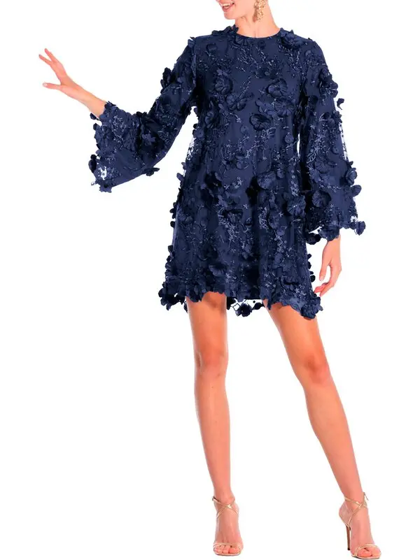 Mestiza New York Flora 3d Lace Mini Dress - Blue