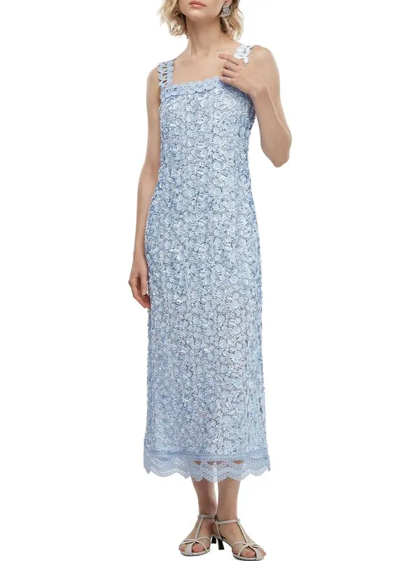 Waimari Centella Embroidered Floral Sequin Maxi Dress - Blue