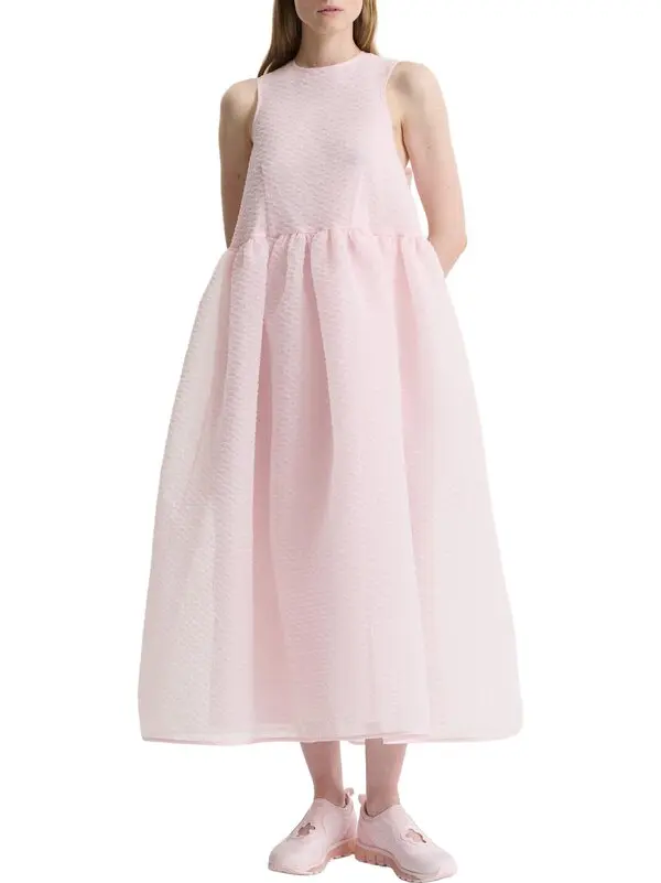 Cecilie Bahnsen Dora Matelassé Gathered Midi Dress - Pink