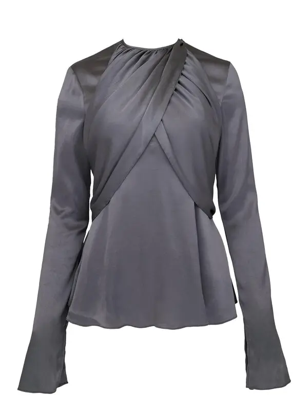 Azeeza Elowen Gathered Crossover Top - Grey