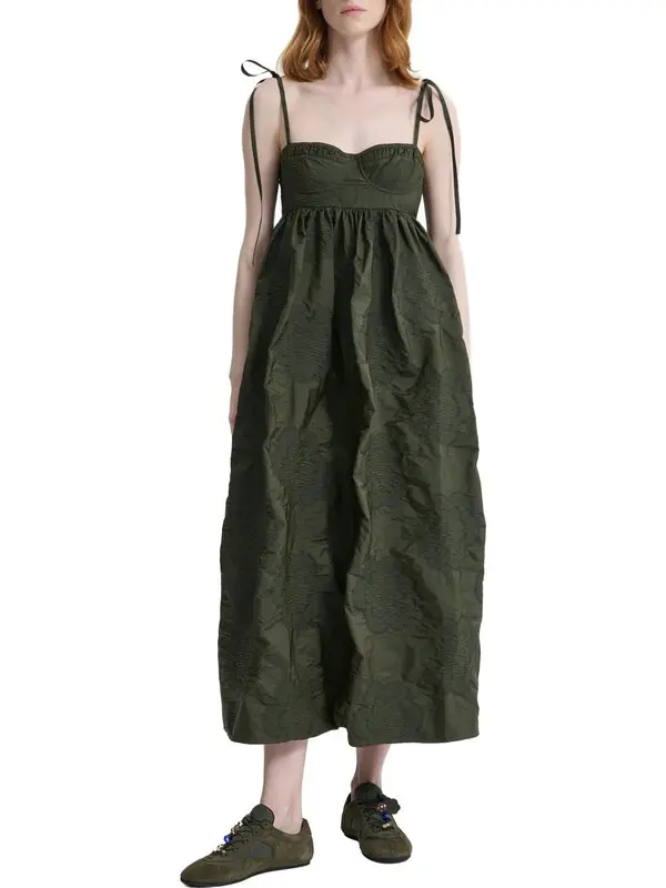 Cecilie Bahnsen Alena Floral Borus Jacquard Empire-waist Midi Dress - Green