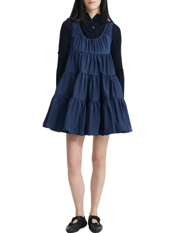 Cecilie Bahnsen Aino Ripstop Tiered Mini Dress - Blue