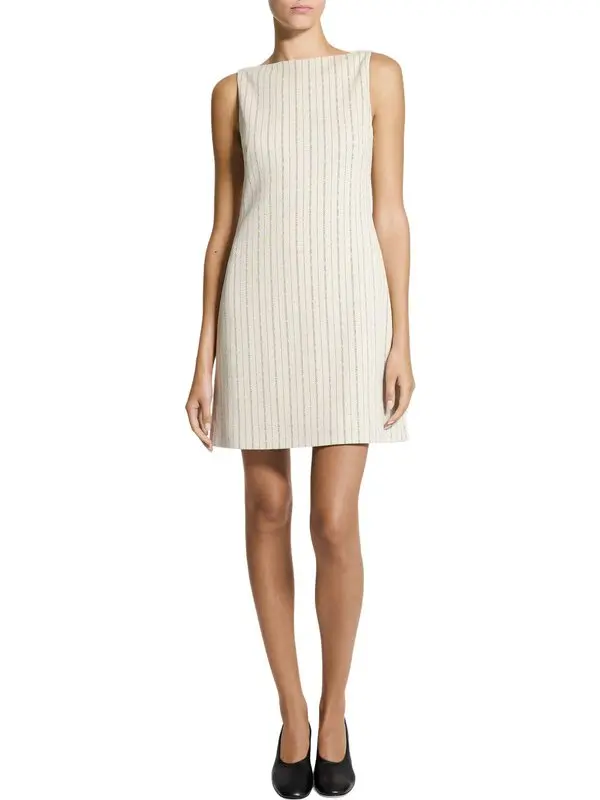 Theory Sleeveless Stripe Mini Dress - White