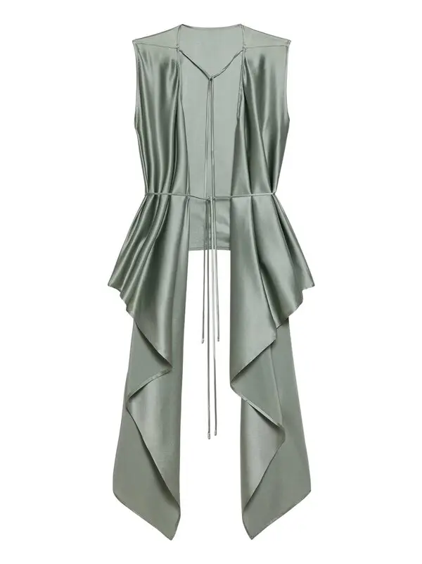 Helmut Lang Silk Reversible Draped Top - Grey