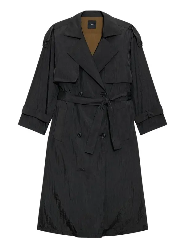 Theory Recycled Nylon Airy Trench Coat - Black