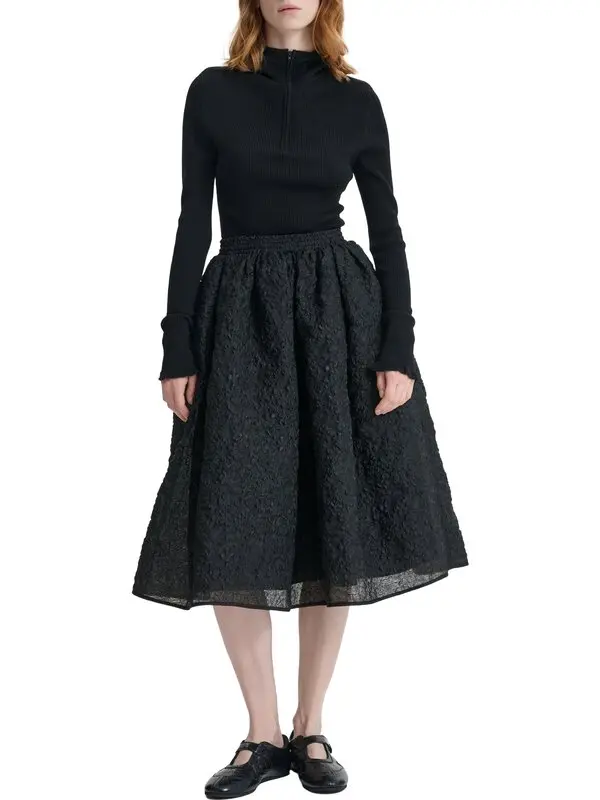 Cecilie Bahnsen Mala Grasmere Matelassé Midi Skirt - Black