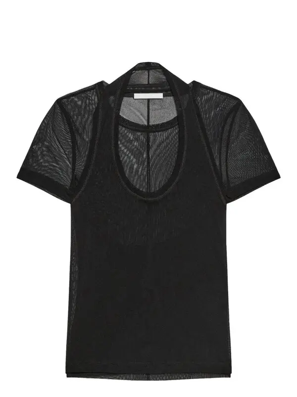 Helmut Lang Sheer Mesh Layered Baby T-shirt - Black