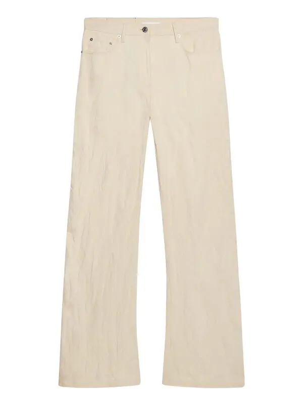 Helmut Lang Crushed Metallic Twill Bootcut Jeans - Neutral
