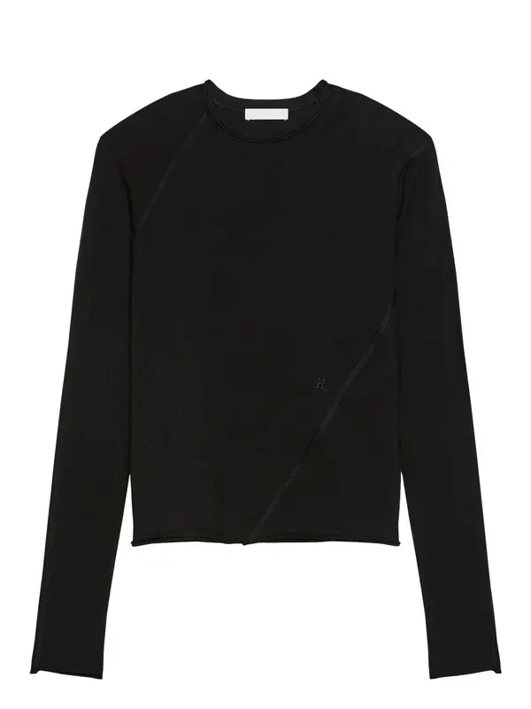 Helmut Lang Jersey Twisted Crop Long-sleeve T-shirt - Black