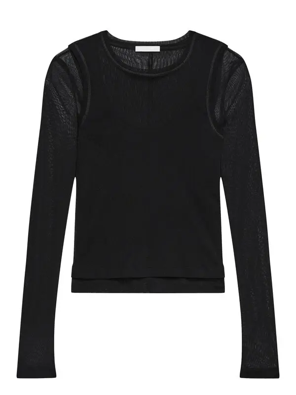 Helmut Lang Sheer Mesh Layered Long-sleeve T-shirt - Black