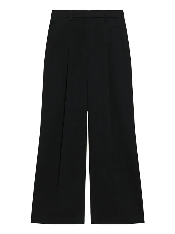 Theory Admiral Crepe Pleated Wide-leg Trousers - Black