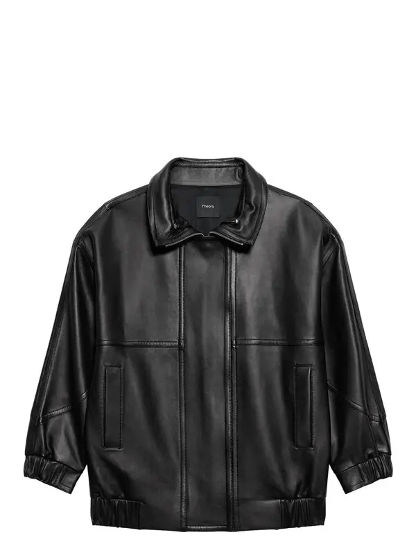 Theory Oversized Leather Jacket - Black
