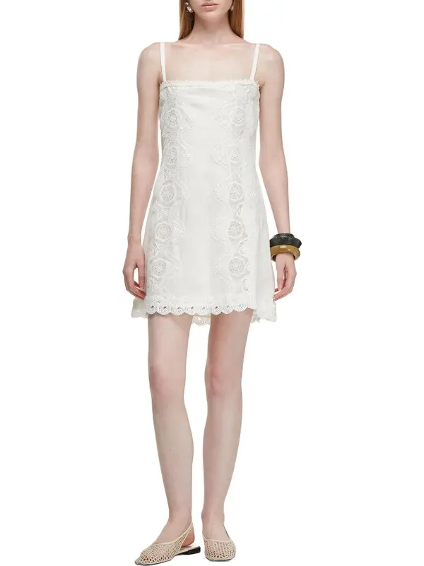 Waimari Rocio Embroidered Linen Mini Dress - White