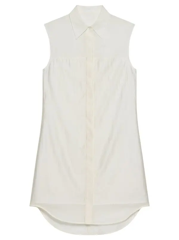Helmut Lang Cotton Poplin Voile Combo Shirt Dress - White