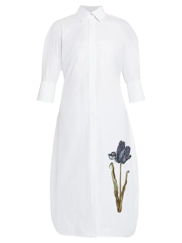 Erdem Floral Cotton A-line Shirt Dress - White