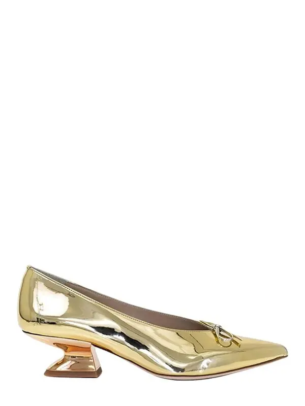 JUWELINA PARIS Ini Mirrored Leather Pump - Gold