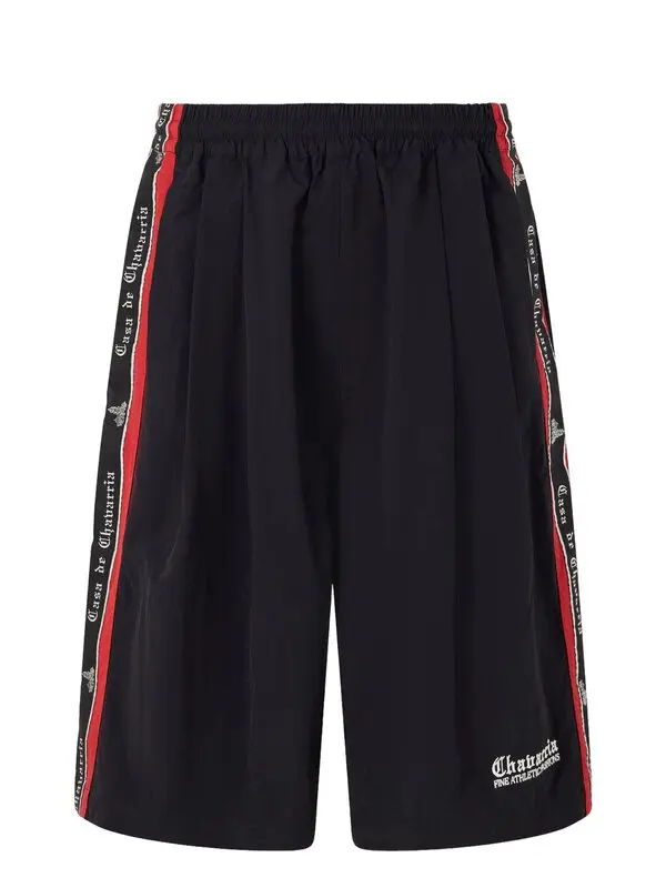 WILLY CHAVARRIA Orale Track Wide Leg Shorts - Black