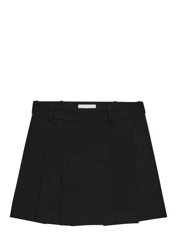 Helmut Lang Wool Gabardine Pleated Mini Skirt - Black