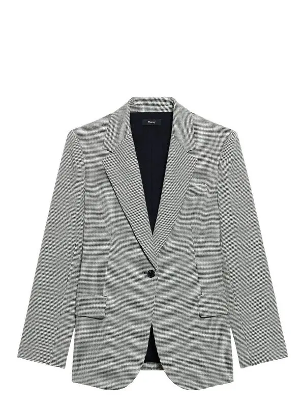 Theory Lynnia Plaid Wool Twill Slim Blazer - Multicolor
