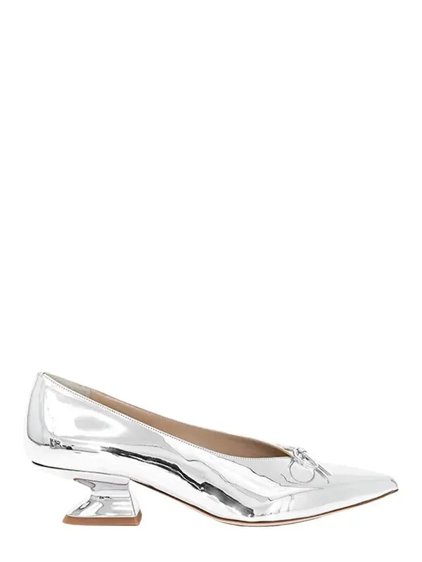 JUWELINA PARIS Ini Mirrored Leather Pumps - Silver