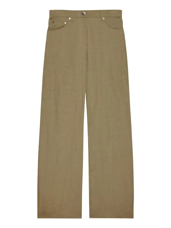 Helmut Lang Cotton-linen Barrel Bootcut Trousers - Green