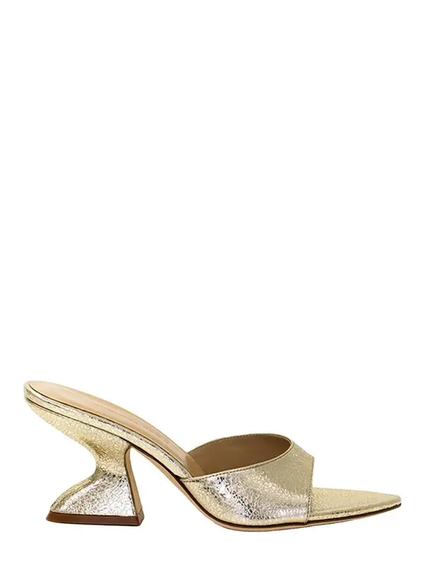 JUWELINA PARIS Kira Metallic Wrinkled Leather Sandal - Gold
