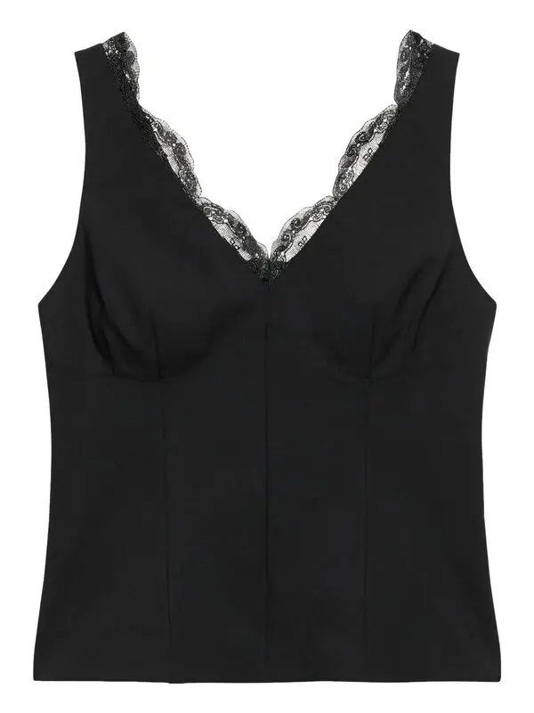 Theory Lace V-neck Tank Top - Black