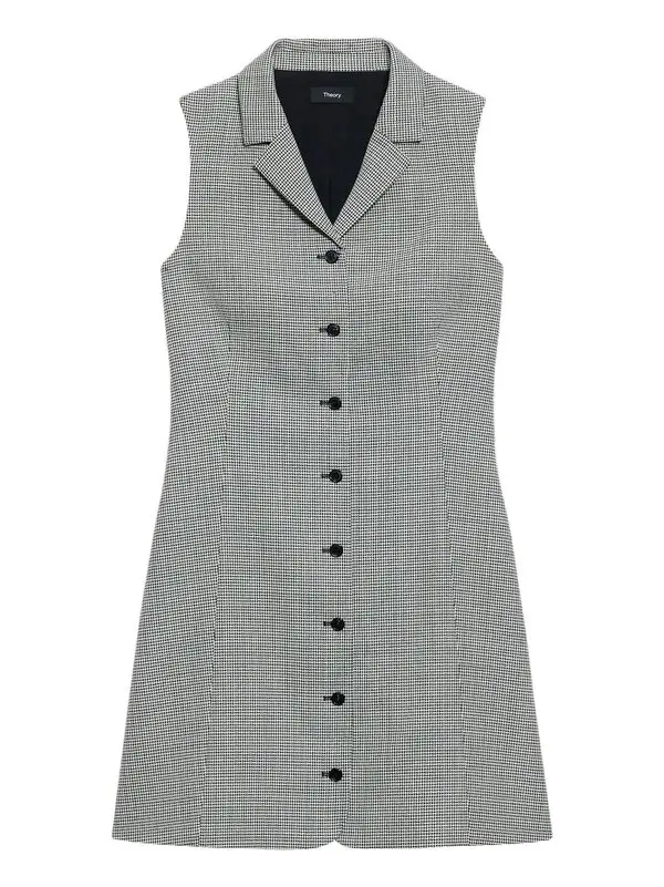 Theory Plaid Wool Twill Sleeveless Blazer Dress - Multicolor