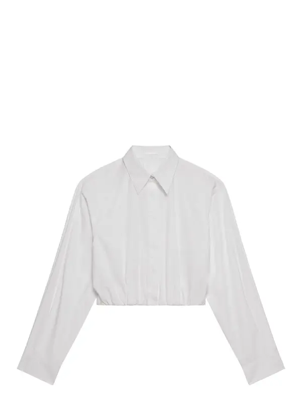 Helmut Lang Cotton Poplin Cropped Blouson Button-up Top - White