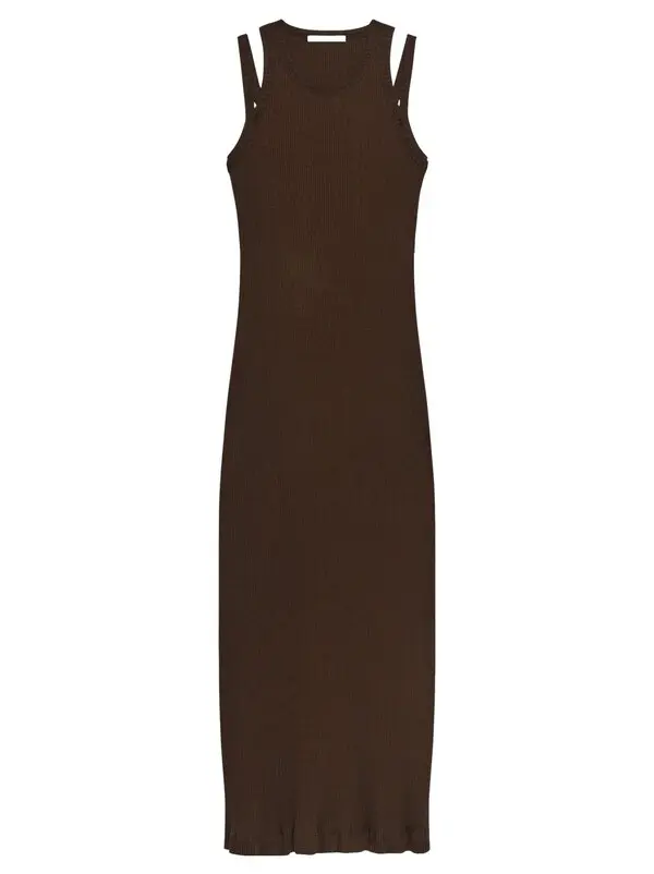 Helmut Lang Ribbed Racerback Strap Midi Dress - Brown