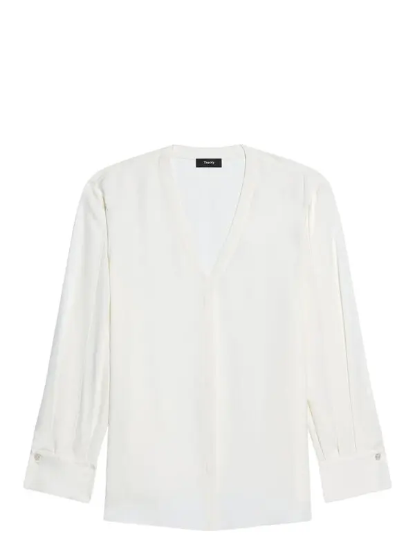 Theory Silk Georgette Blouson-sleeve Blouse - White