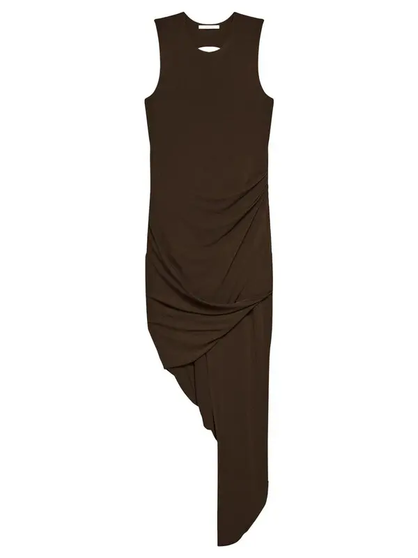 Helmut Lang Jersey Twisted Drape Sleeveless Dress - Brown